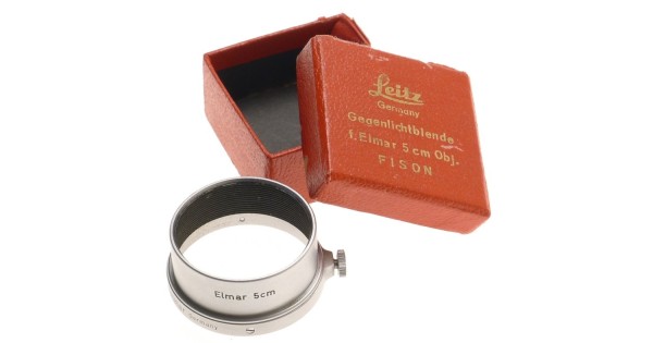 Buy leica fison box leitz elmar chrome lens hood shade rare elmar 3.5 ...