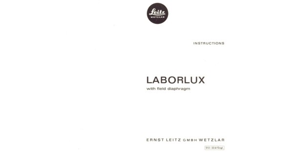 Leitz laborlux with field diaphragm instructions manual