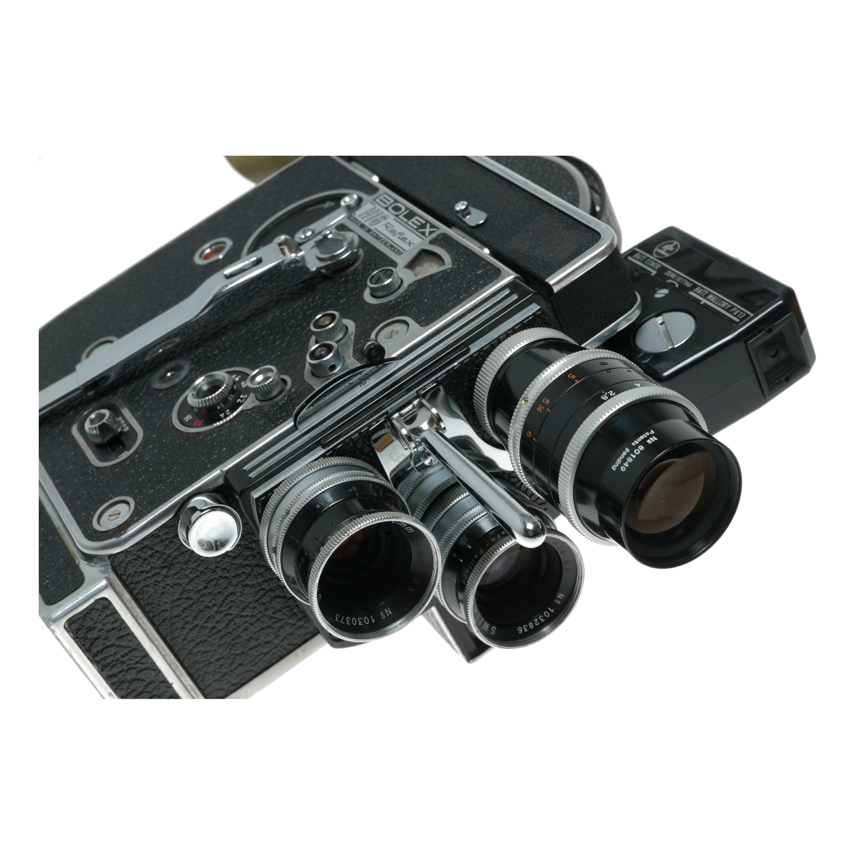 Bolex H16 Reflex Cine Camera Kit Rex 4 Meter Lenses